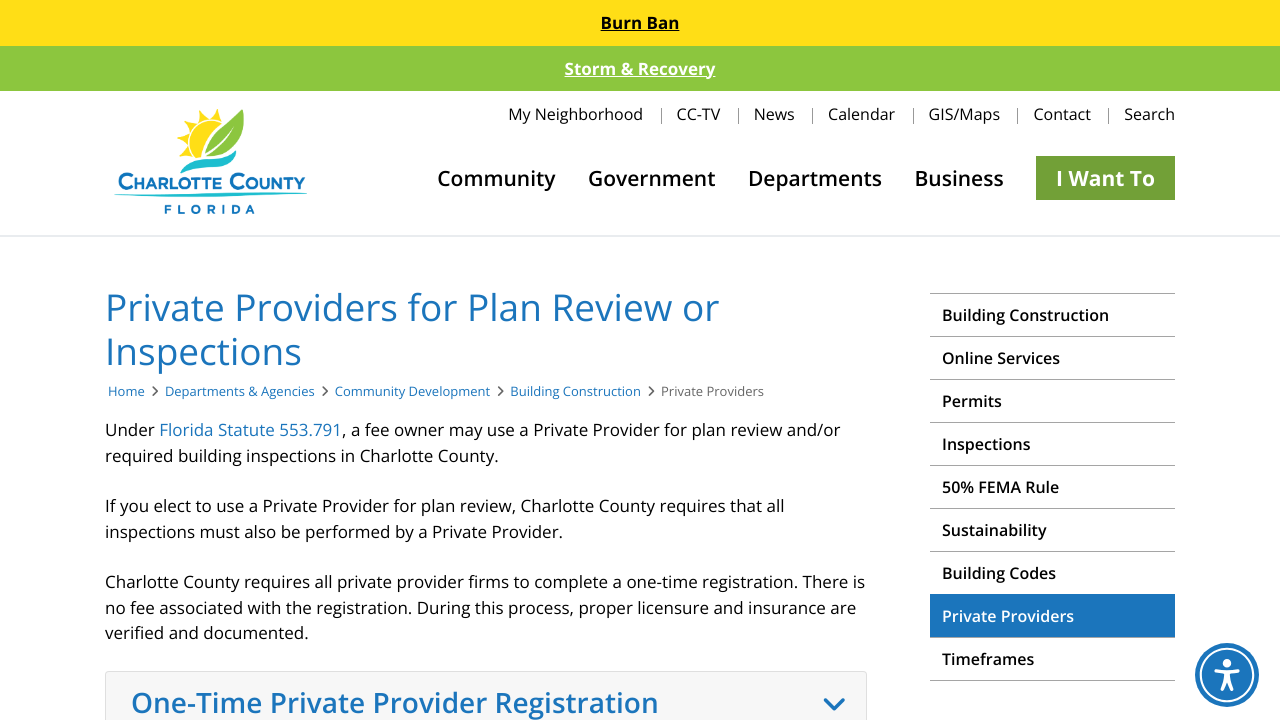 Private Providers for Plan Review or Inspections | Charlotte County, FL